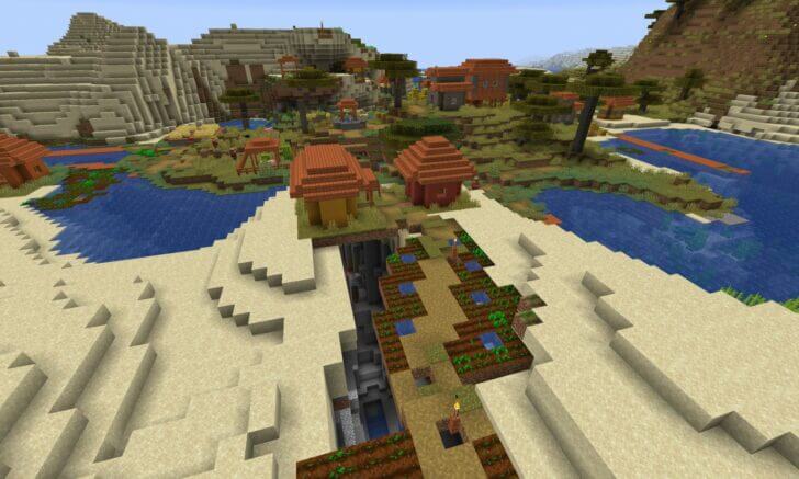 97016321 A Village in Savannah Biome and a Mine Nearby | Seed Minecraft